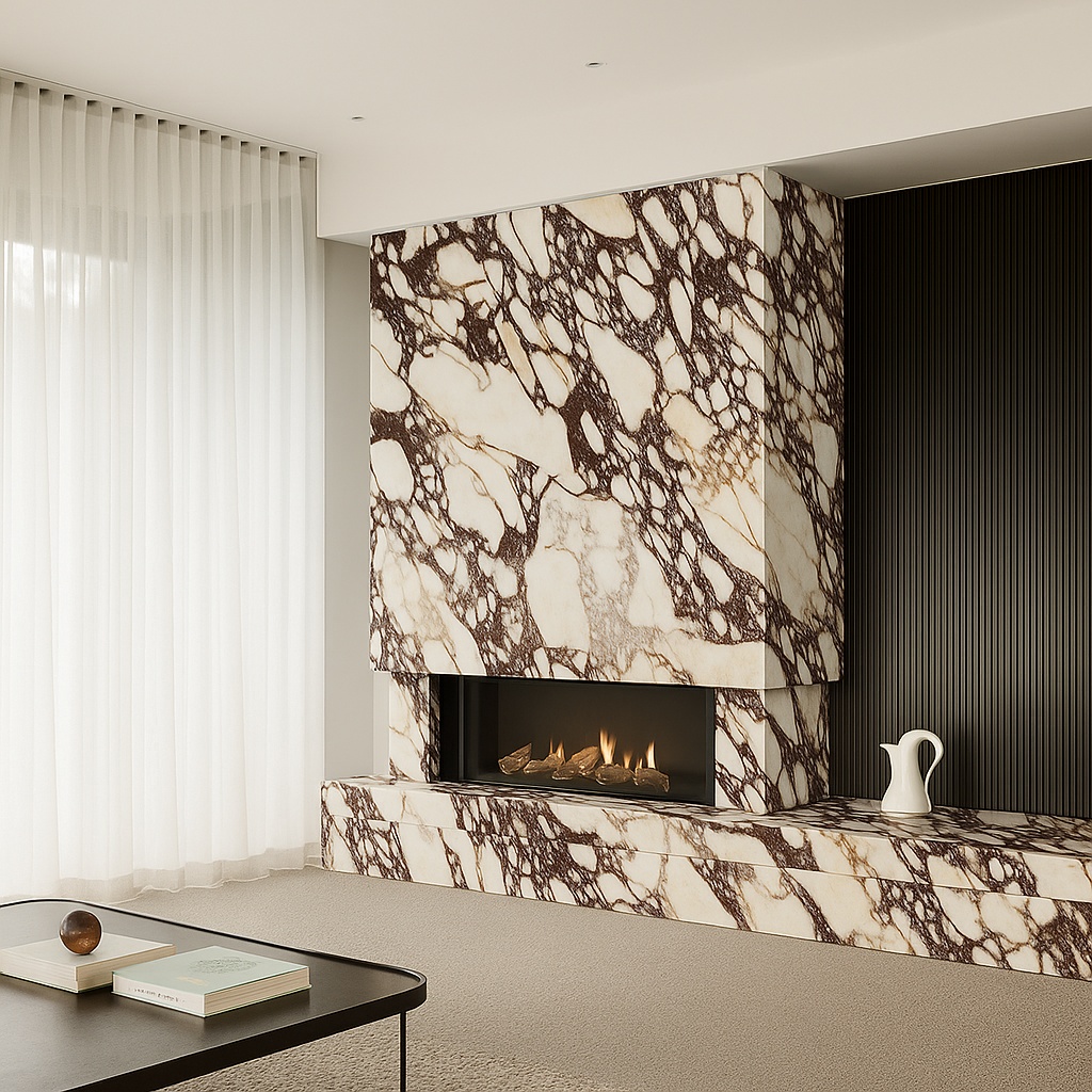 Placare Șemineu Calacatta Viola – Ceramică Premium 320×160 Vinca.ro